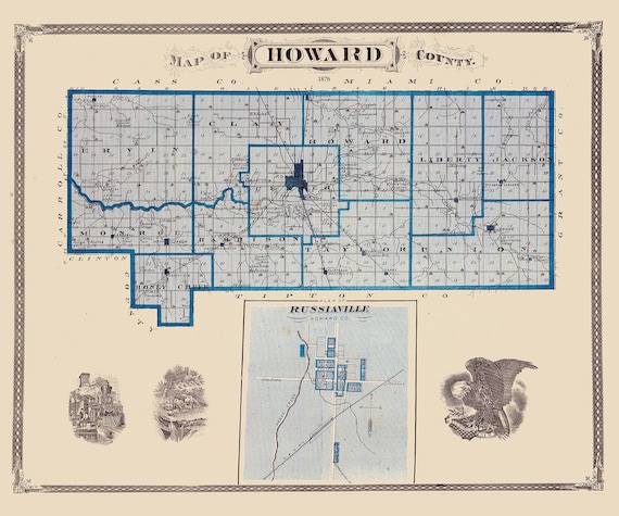 1876 Map of Howard County Indiana - Etsy