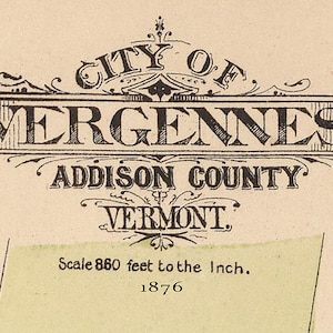 1876 Town Map of Vergennes Addison County Vermont - Etsy
