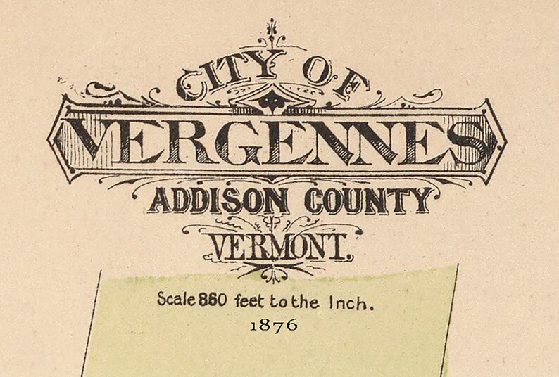 1876 Town Map of Vergennes Addison County Vermont - Etsy