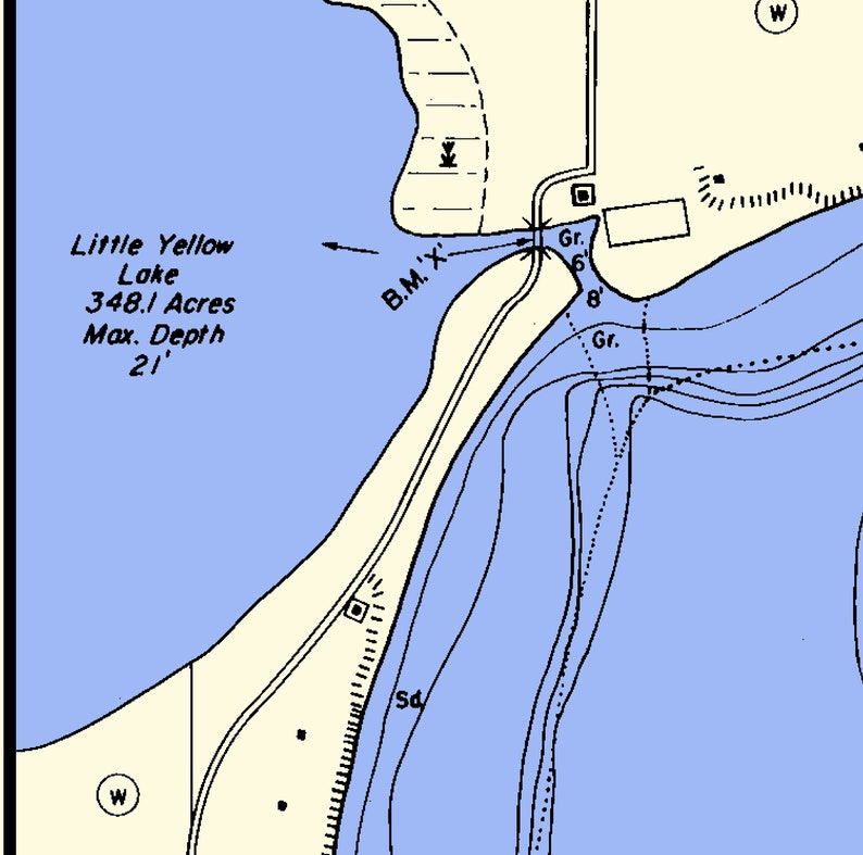 1973 Map of Yellow Lake Burnett County Wisconsin - Etsy