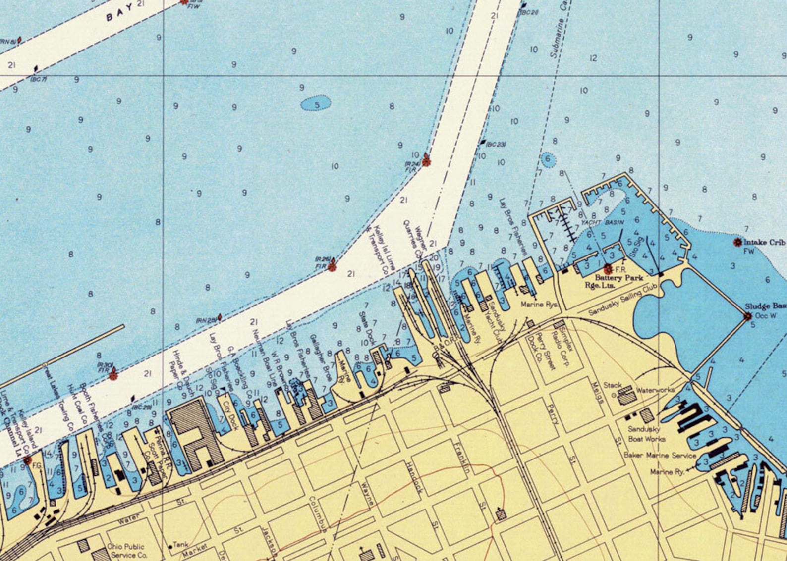 1946 Nautical Map of Sandusky Harbor Ohio Lake Erie - Etsy