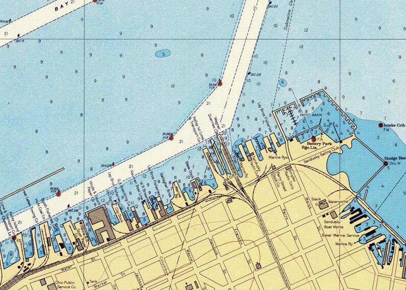 1946 Nautical Map of Sandusky Harbor Ohio Lake Erie - Etsy