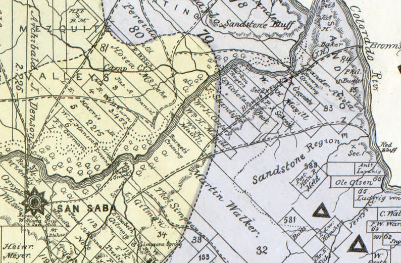 1876 Map of San Saba County Texas - Etsy