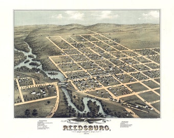 Reedsburg Map 1874 Old Map of Reedsburg Wisconsin Art Vintage Print ...