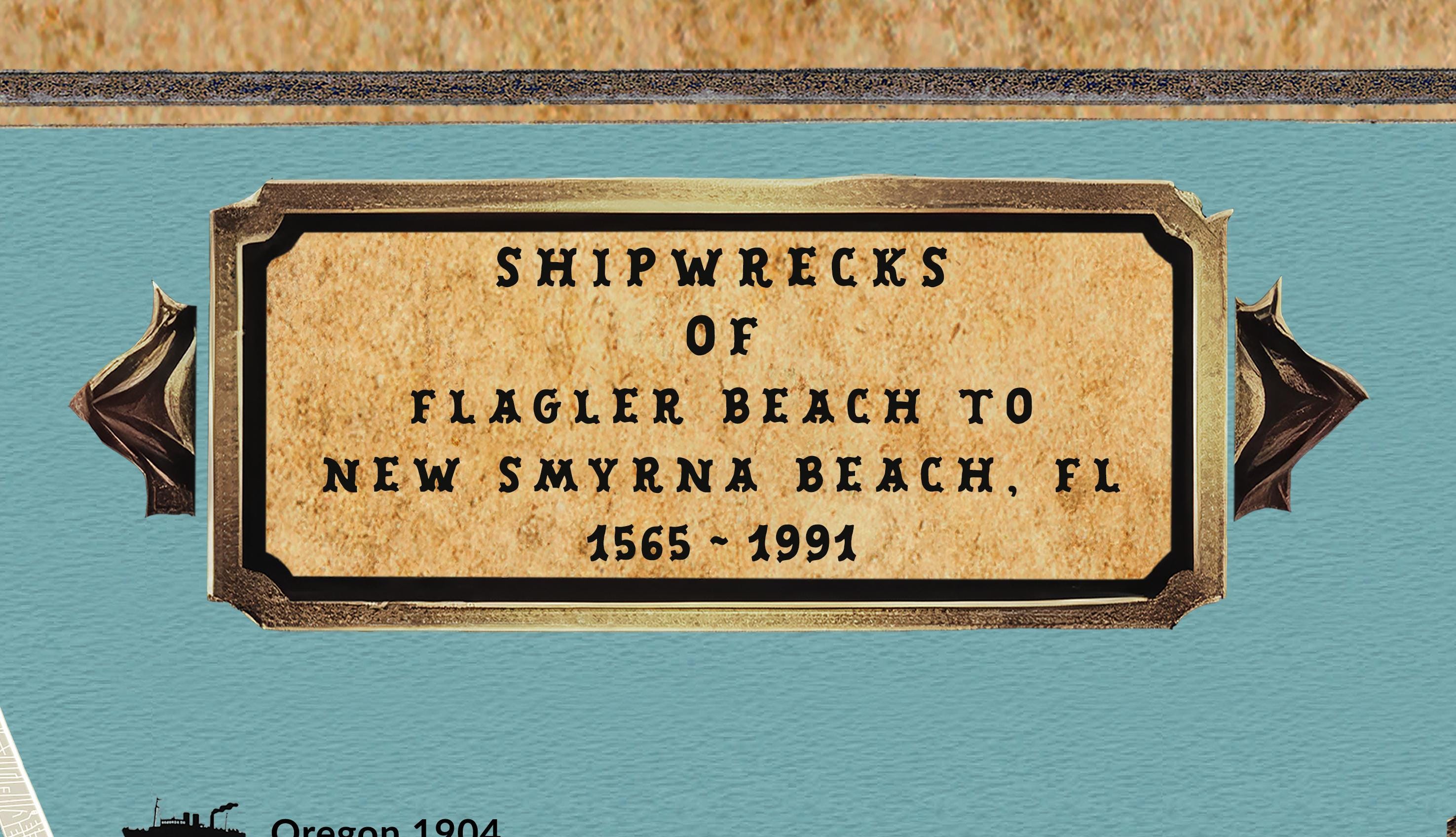 Shipwreck Map of Flagler Beach to New Smyrna Beach Florida - Etsy