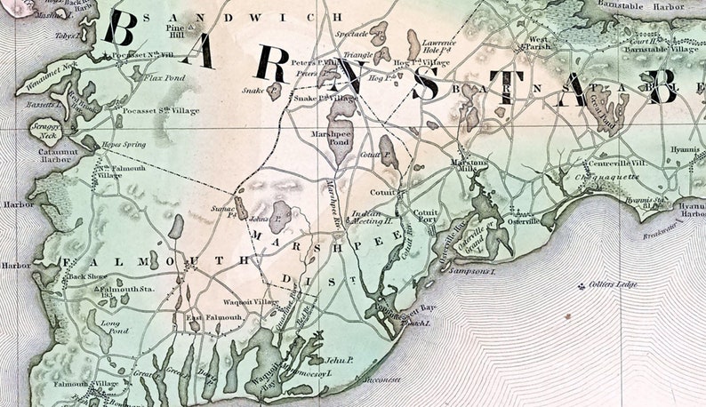 1844 Map of Barnstable County Massachusetts - Etsy