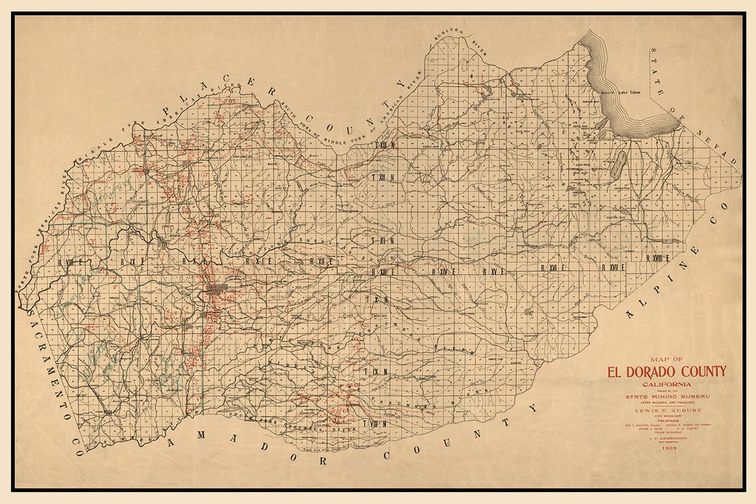 1909 Map of El Dorado County California - Etsy