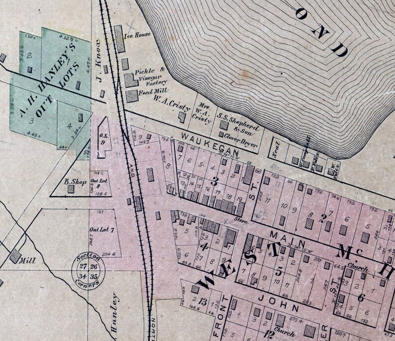 1892 Town Map of Mchenry Mchenry County Illinois - Etsy