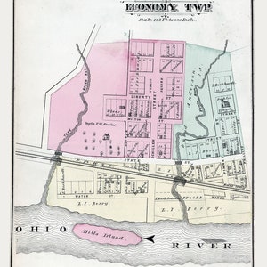 1876 Town Map of Baden Station Beaver County Pennsylvania - Etsy