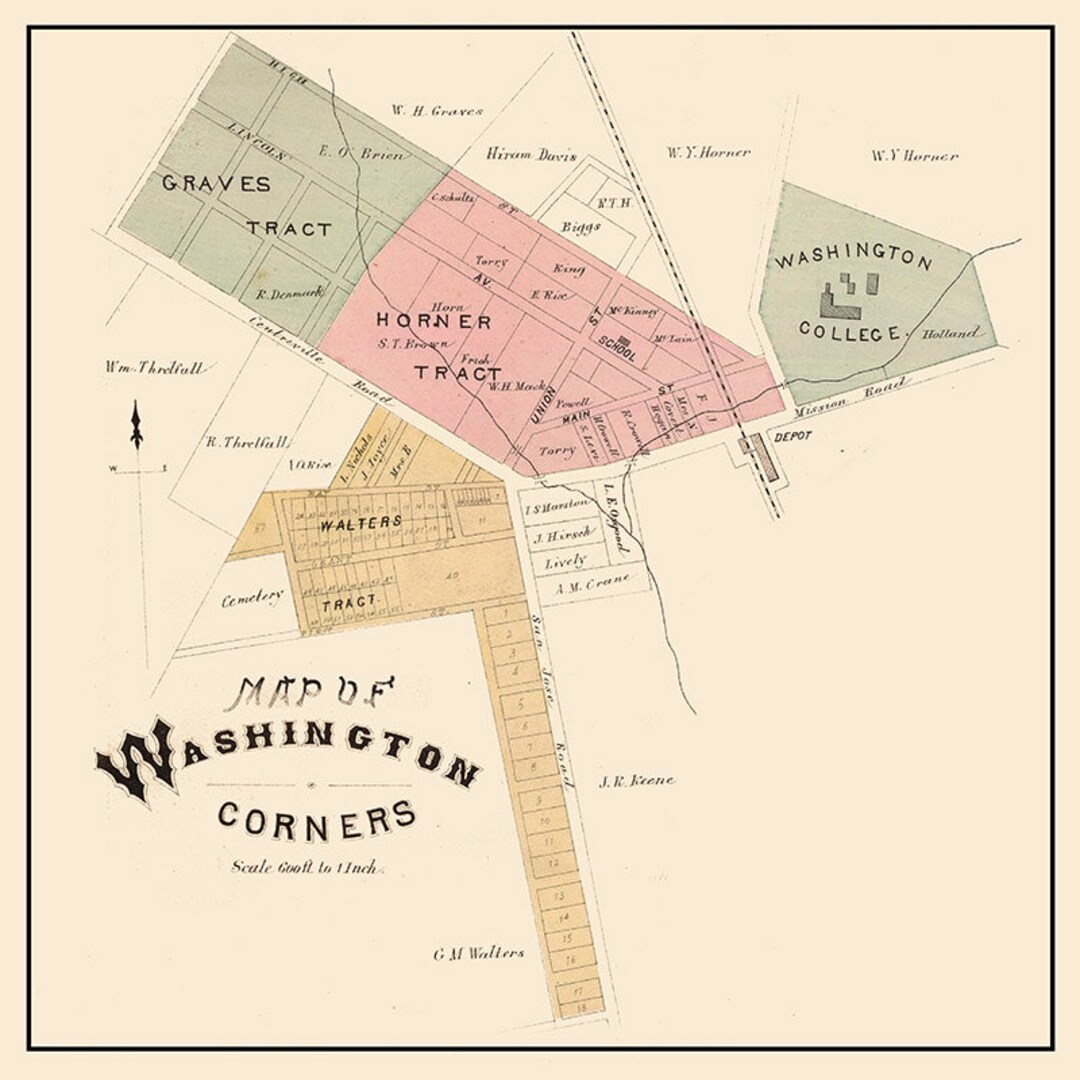 1878 Town Map of Washington Corners Alameda County California - Etsy