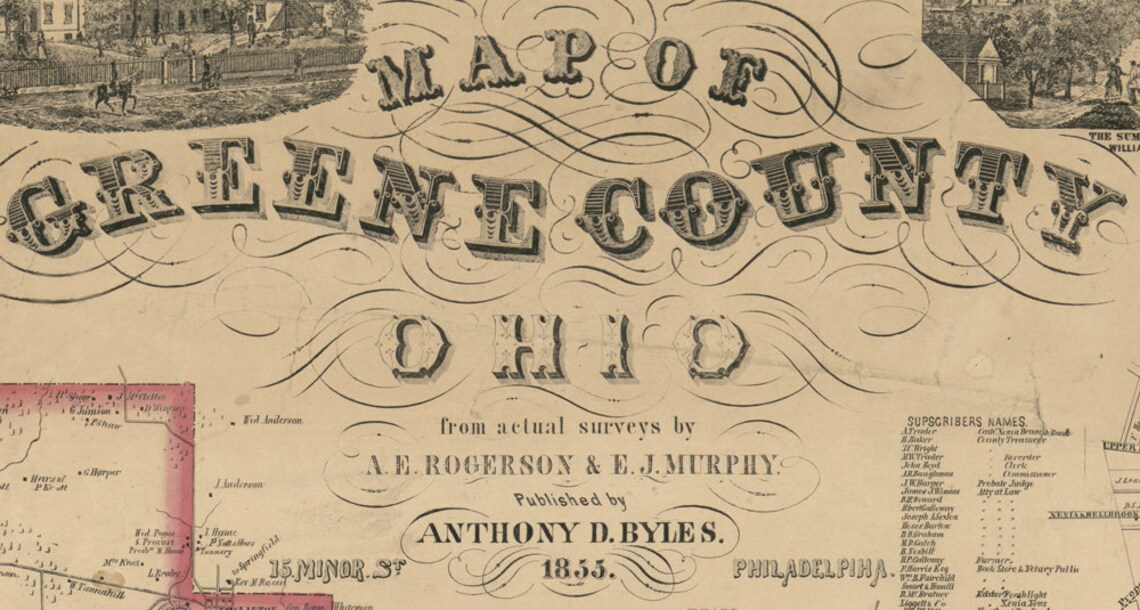 1855 Map of Greene County Ohio Xenia - Etsy