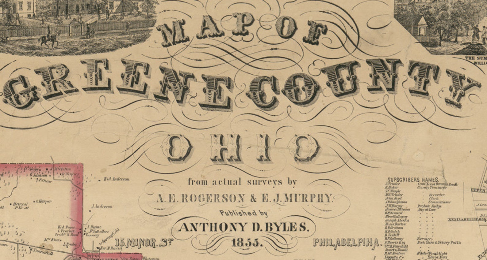 1855 Map of Greene County Ohio Xenia - Etsy