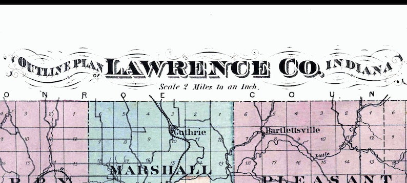 1879 Map of Lawrence County Indiana - Etsy