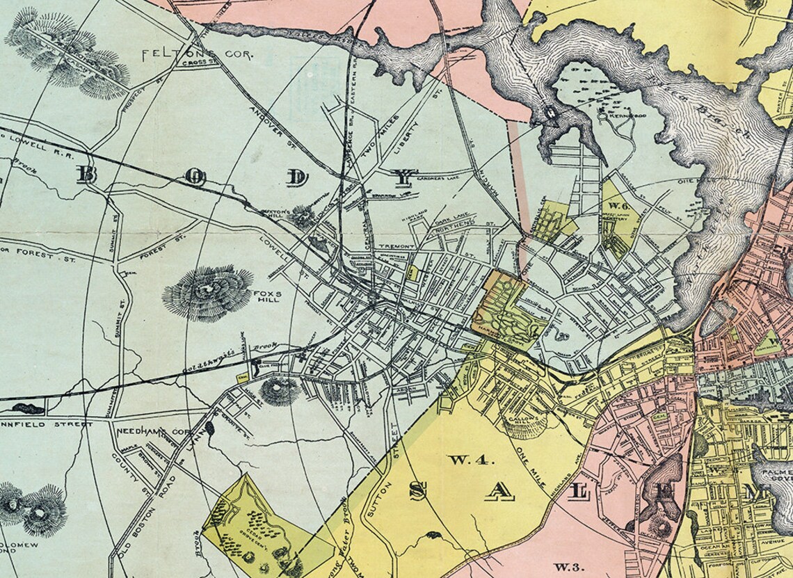 1884 Map of Salem Massachusetts and Surrounding Towns | Etsy
