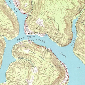 Deep Creek Lake Maryland Topographic Map - Etsy