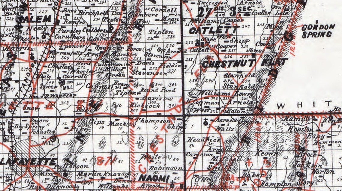 1893 Map of Walker County Georgia Landowner Reprint - Etsy