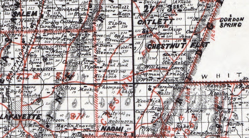 1893 Map of Walker County Georgia Landowner Reprint - Etsy