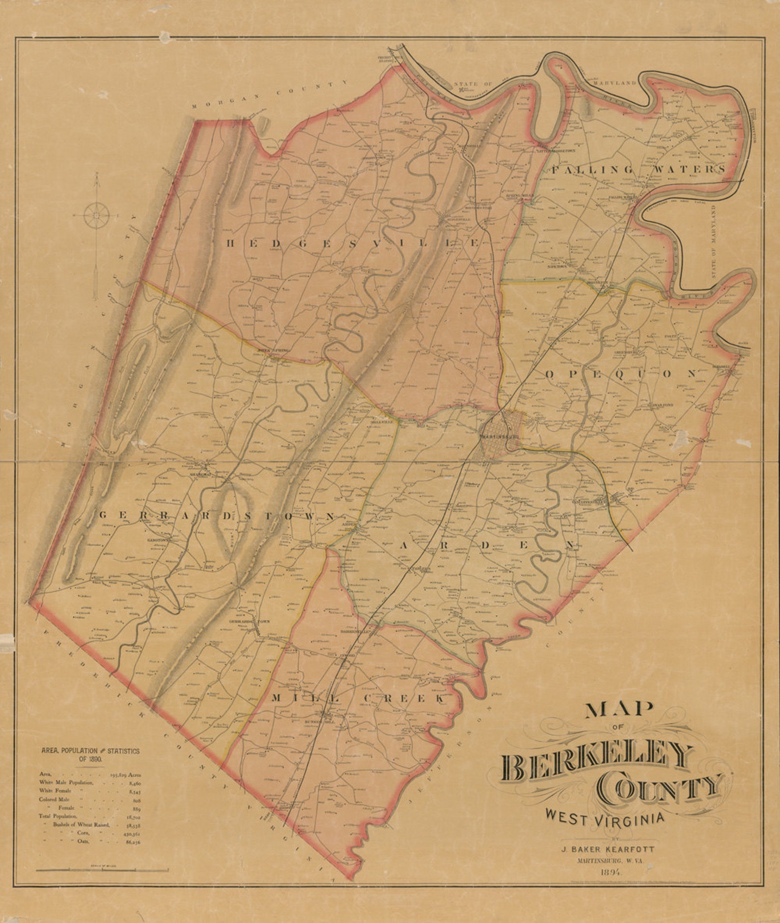 1894 Map of Berkeley County West Virginia Martinsburg - Etsy