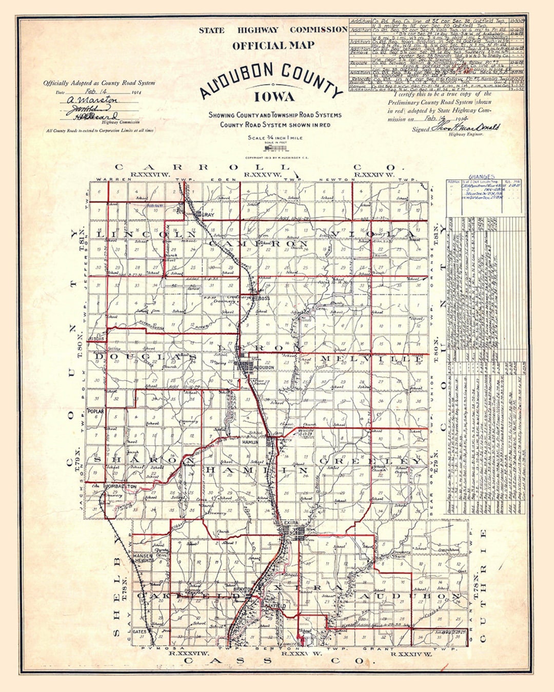 1914 Map of Audubon County Iowa - Etsy