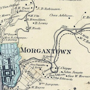 1886 Map of Morgan Township Monongalia County West Virginia Morgantown ...