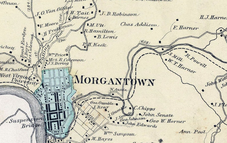 1886 Map of Morgan Township Monongalia County West Virginia - Etsy