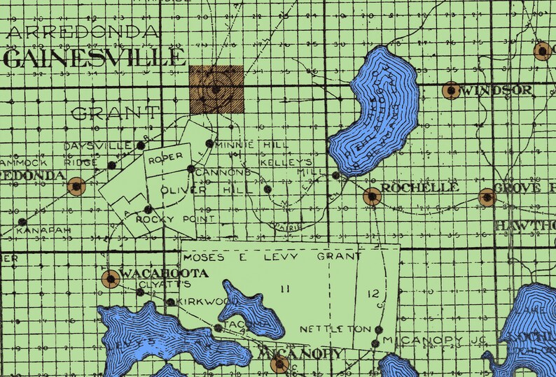 1914 Map of Alachua County Florida Gainesville Framed - Etsy