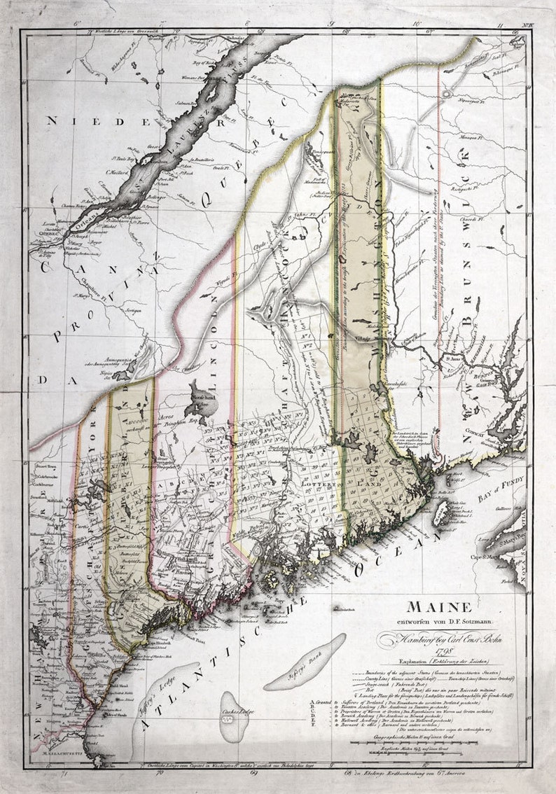 1798 Map of the State of Maine - Etsy
