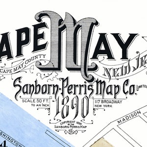 1890 Town Map of Cape May New Jersey - Etsy