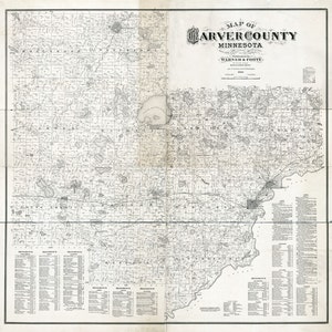 1880 Farm Line Map of Carver County Minnesota From Actual Surveys - Etsy