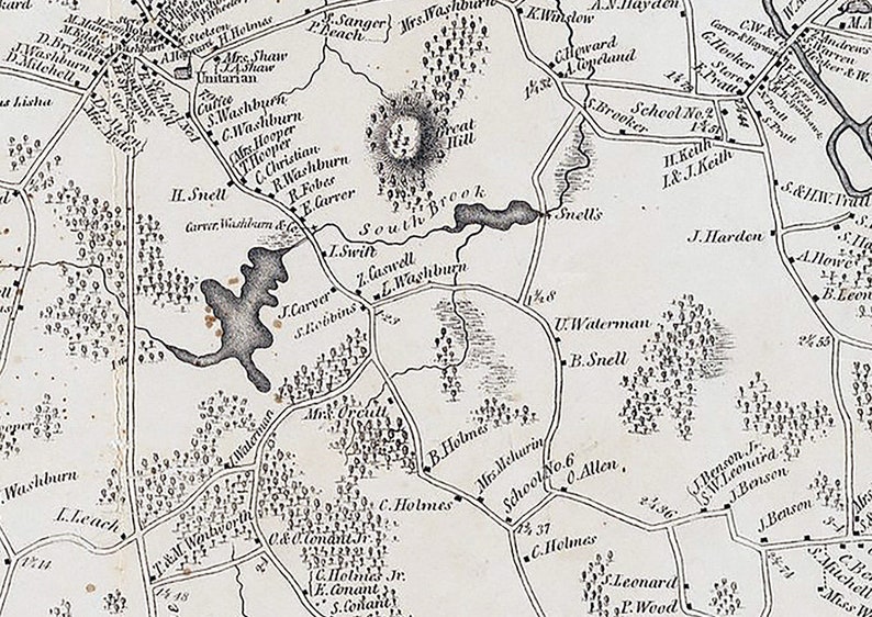 1832 Map of Bridgewater Massachusetts - Etsy
