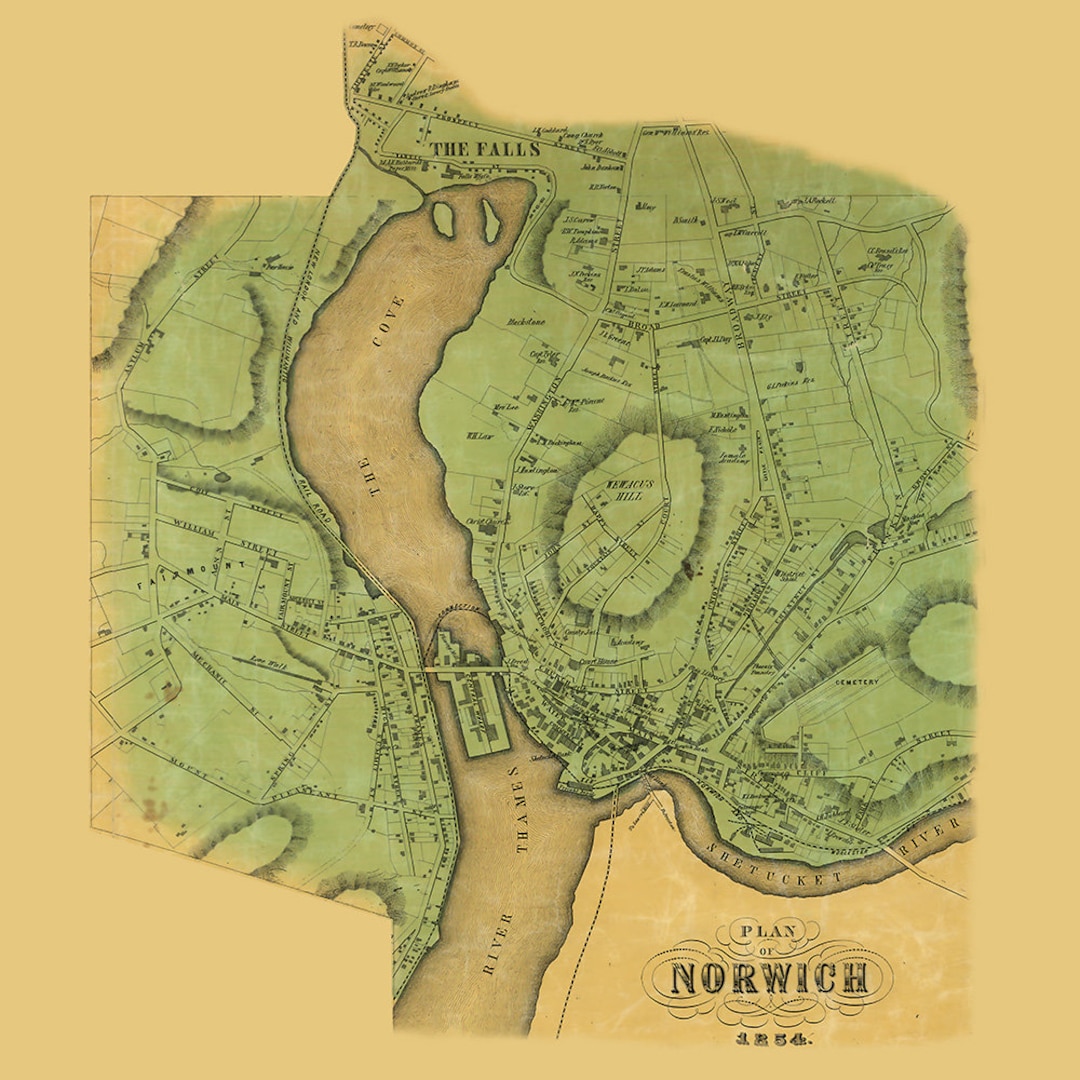1854 Map of Norwich New London County Connecticut - Etsy