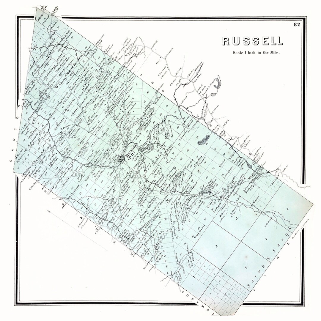 1865 Map of Russell Township St Lawrence County New York - Etsy