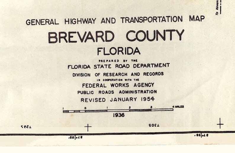1954 Map of Brevard County Florida - Etsy