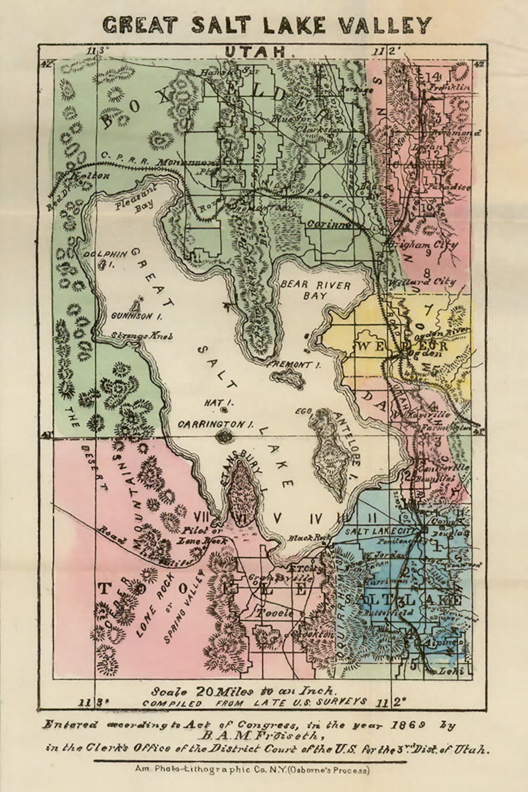 1869 Map of Great Salt Lake Utah - Etsy