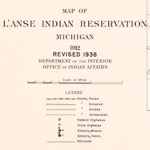 1912 Map of L'anse Indian Reservation Michigan - Etsy