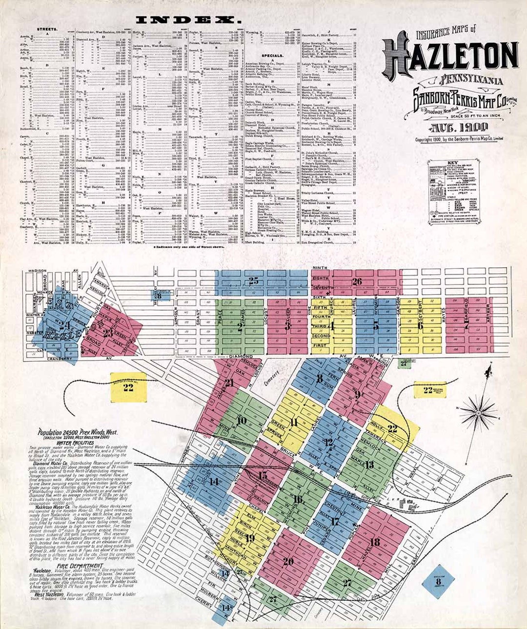 1900 Town Map of Hazleton Luzerne County Pennsylvania - Etsy