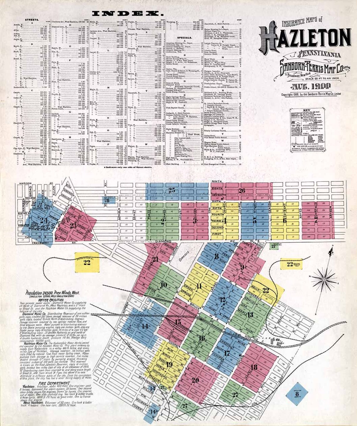 1900 Town Map of Hazleton Luzerne County Pennsylvania - Etsy