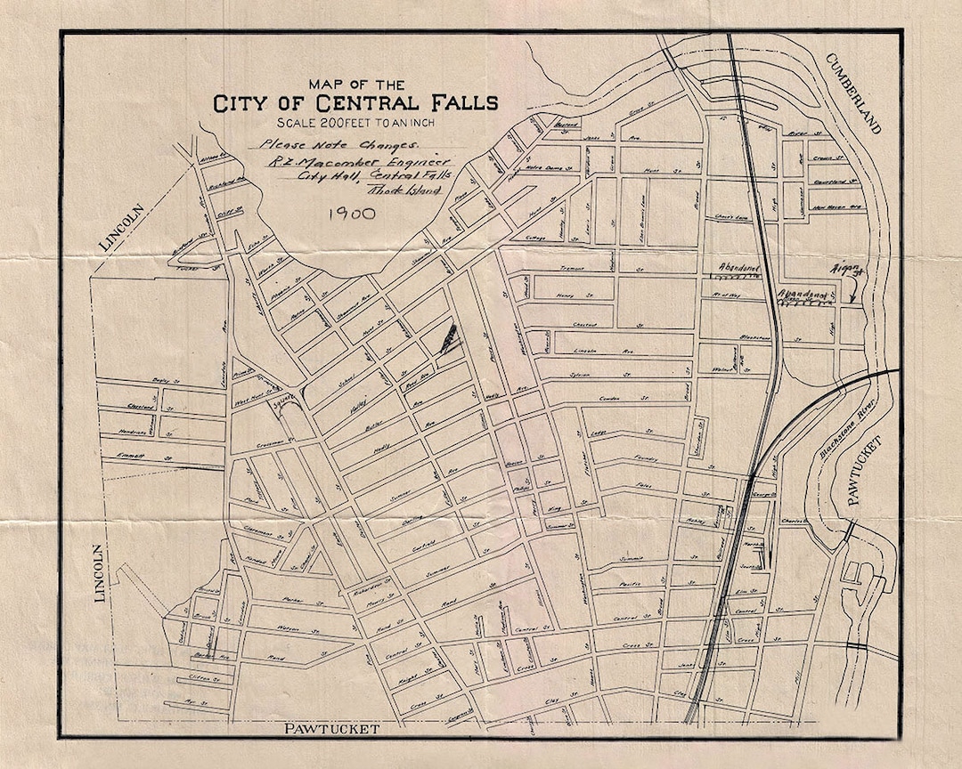 1900 Map of Central Falls Rhode Island - Etsy