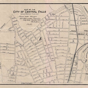 1900 Map of Central Falls Rhode Island - Etsy