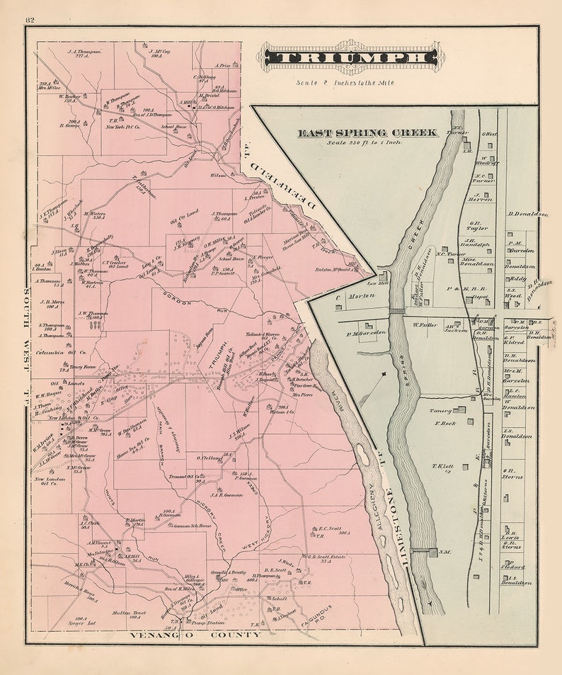 1878 Map of Triumph Township Warren County Pennsylvania - Etsy
