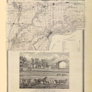 1875 Map of Muscatine County Iowa - Etsy