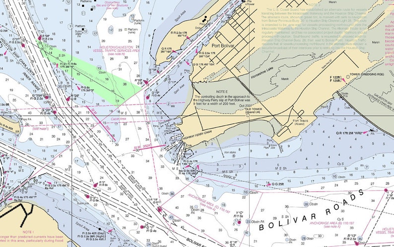 2011 Nautical Map of Galveston Bay Texas - Etsy