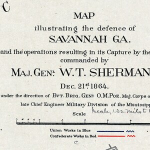 1864 Map of Savannah Georgia and Environs - Etsy