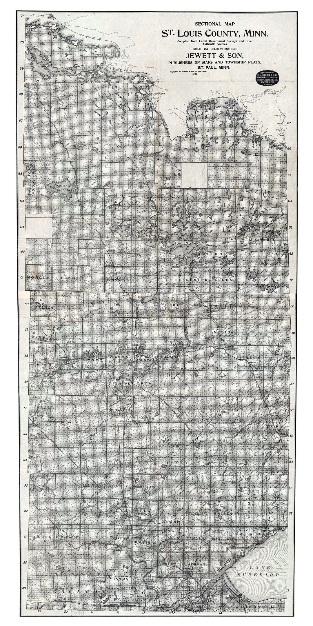 1906 Map of St Louis County Minnesota - Etsy