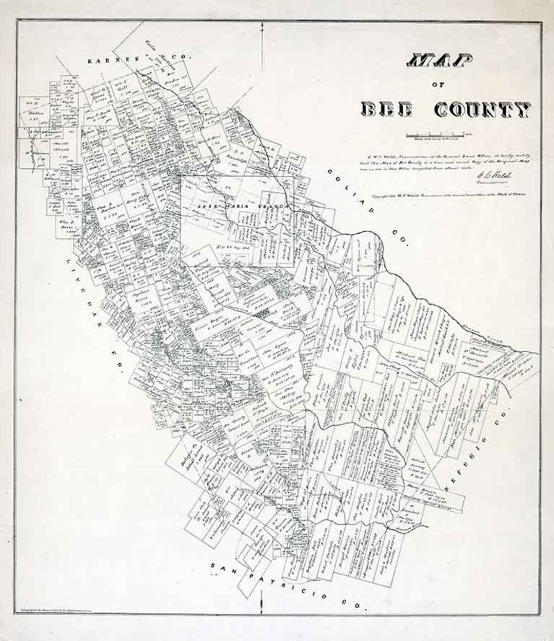 1879 Farm Line Map of Bee County Texas - Etsy