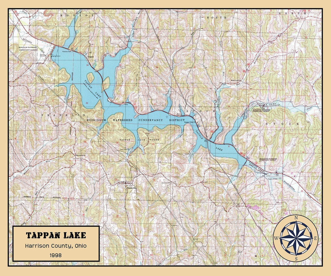 1998 Map of Tappan Lake Ohio - Etsy