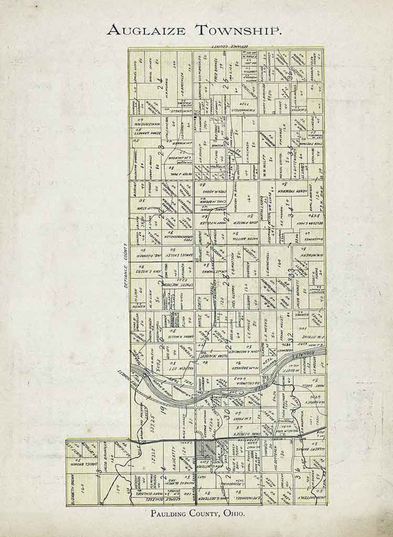 1905 Map of Auglaize Township Paulding County Ohio - Etsy