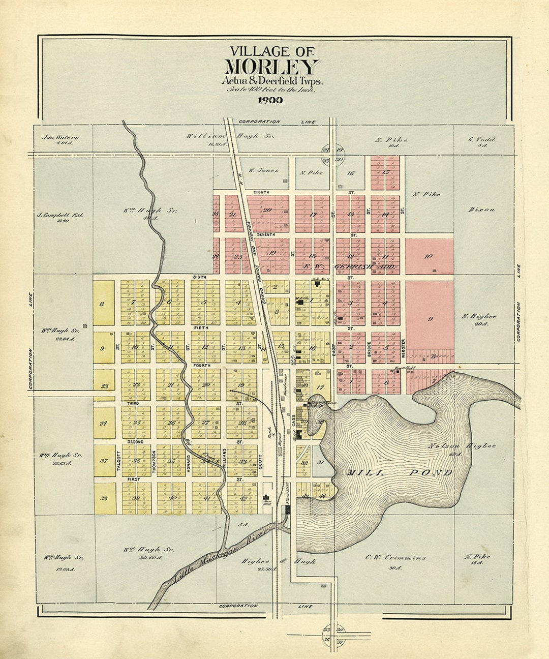 1900 Map of Morley Mecosta County Michigan - Etsy