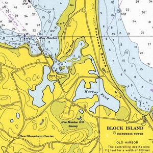 1968 Nautical Map of Block Island Rhode Island - Etsy