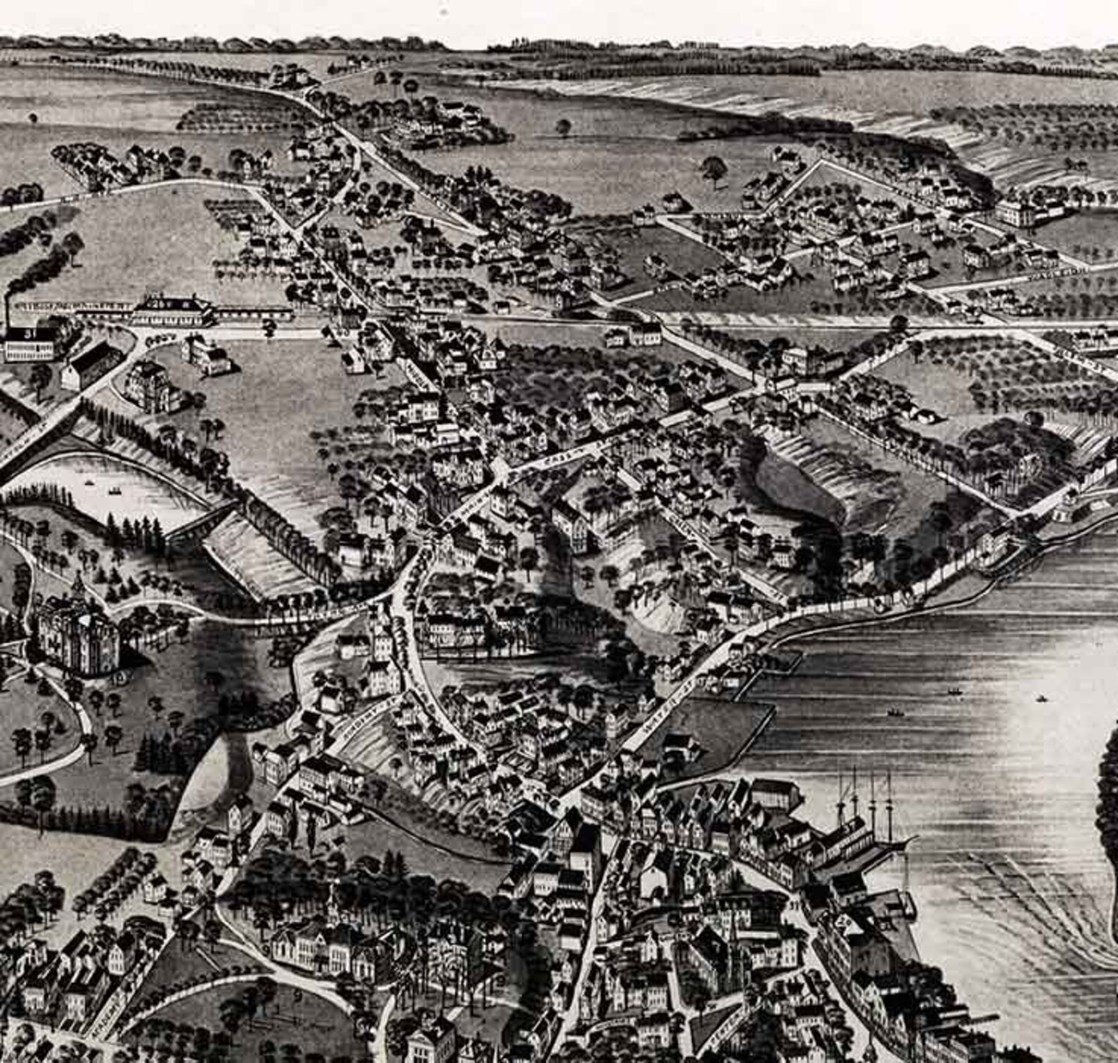 1884 Panoramic Map of Exeter New Hampshire Rockingham County - Etsy